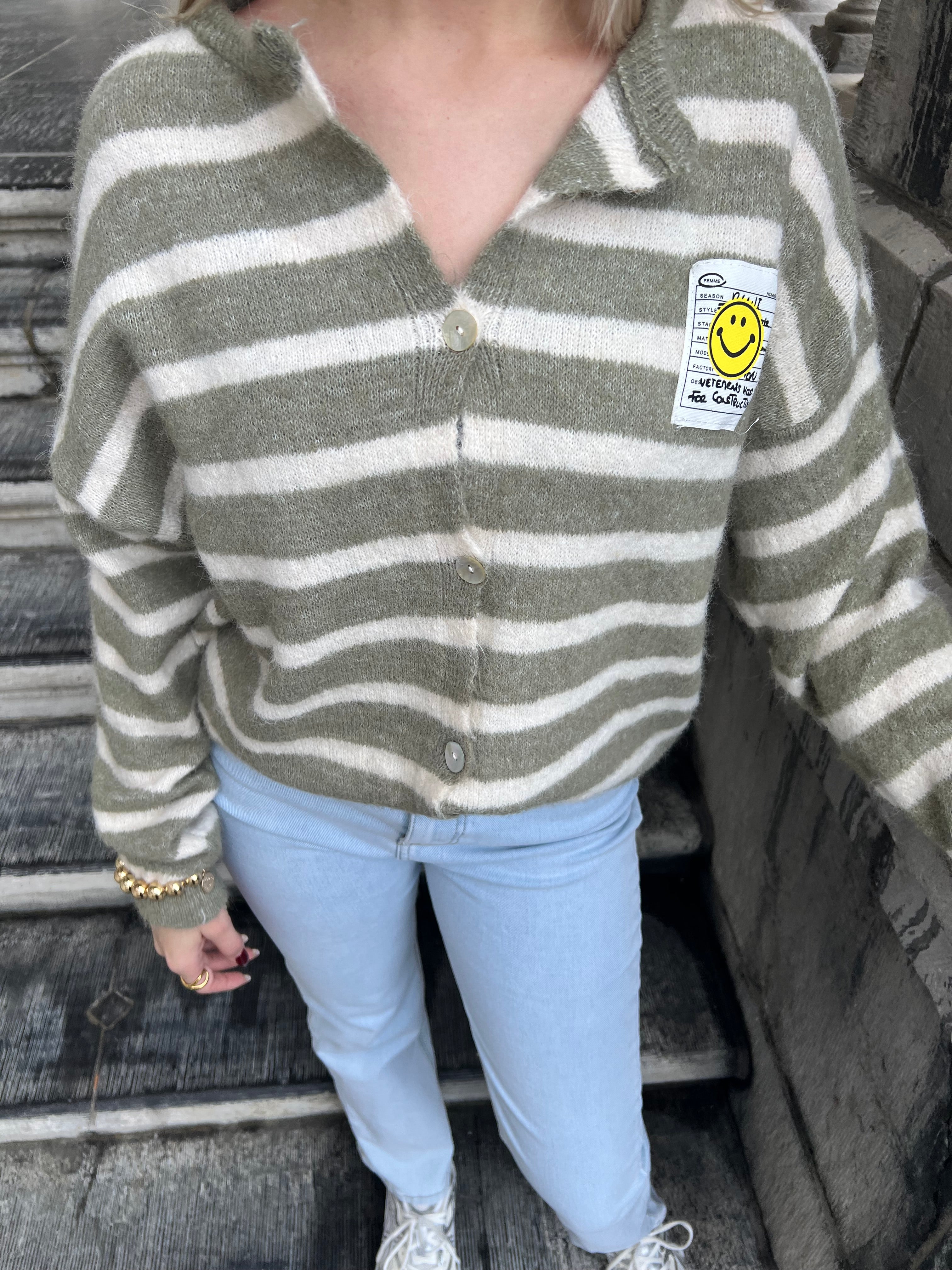 FIEN KNIT | GROEN/BEIGE – ailoo boetiek