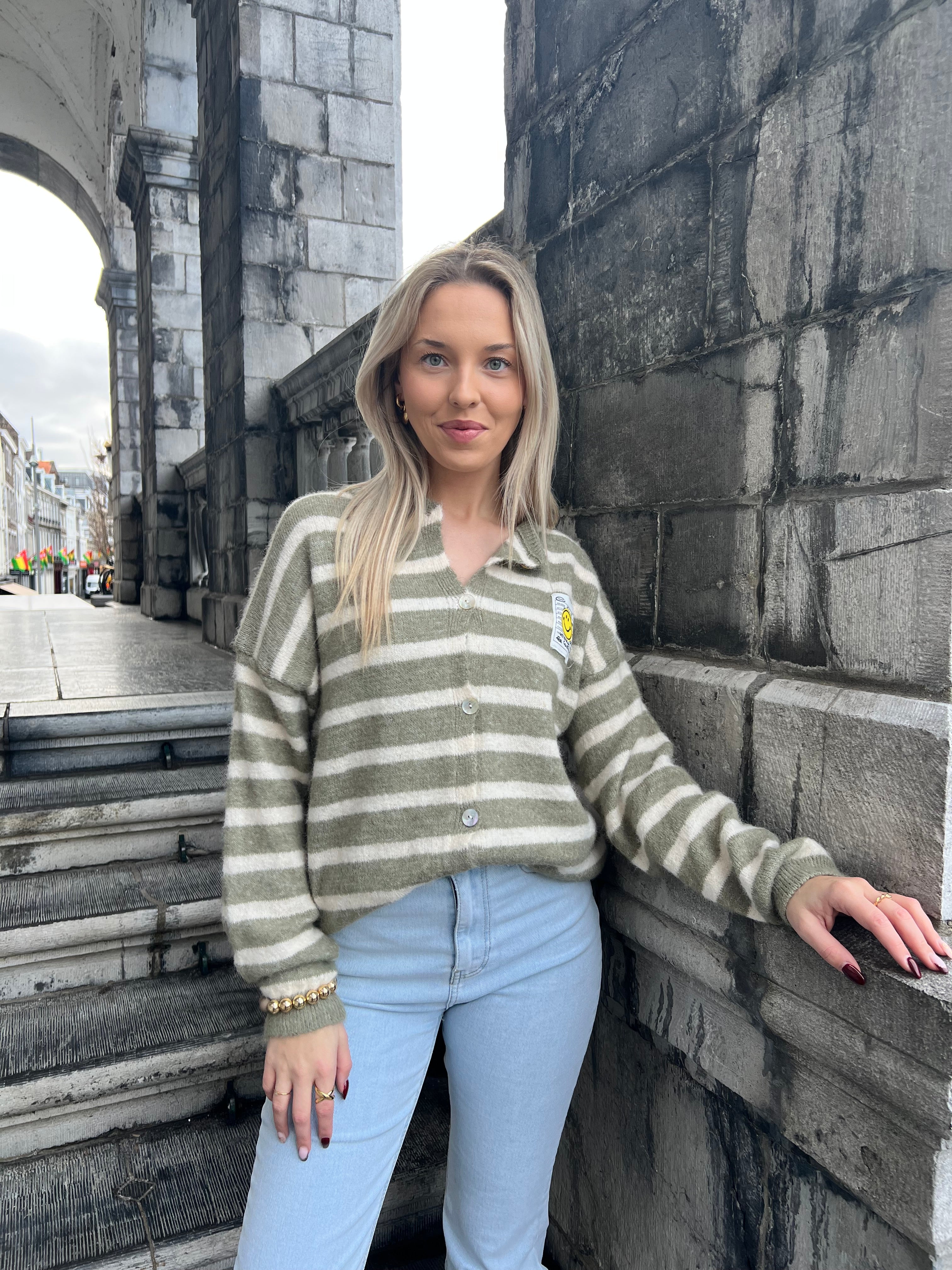 FIEN KNIT | GROEN/BEIGE – ailoo boetiek