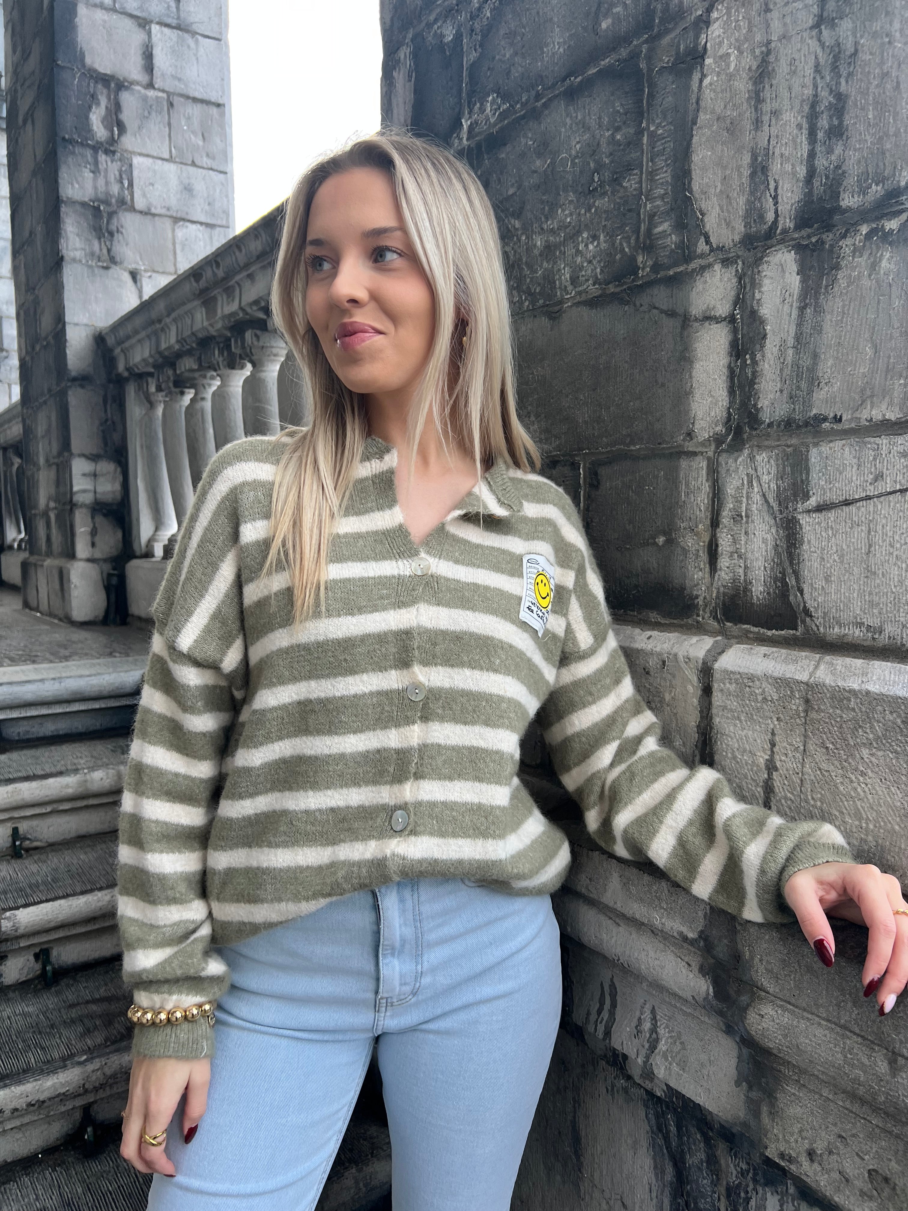 FIEN KNIT | GROEN/BEIGE – ailoo boetiek